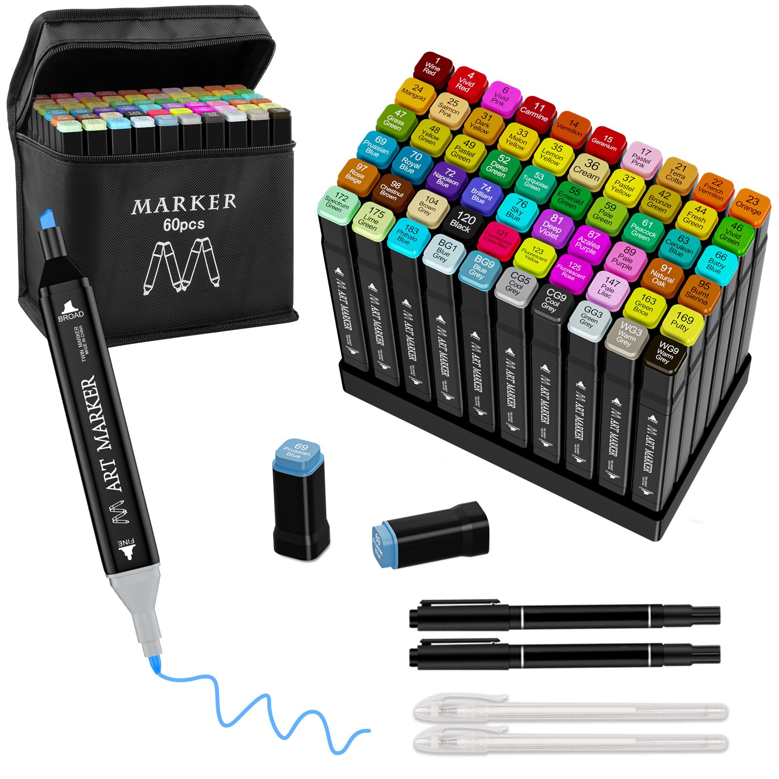 Mua Alcohol Marker Set, 60 Colors Dual-Tip Art Markers, Chisel and Fine ...