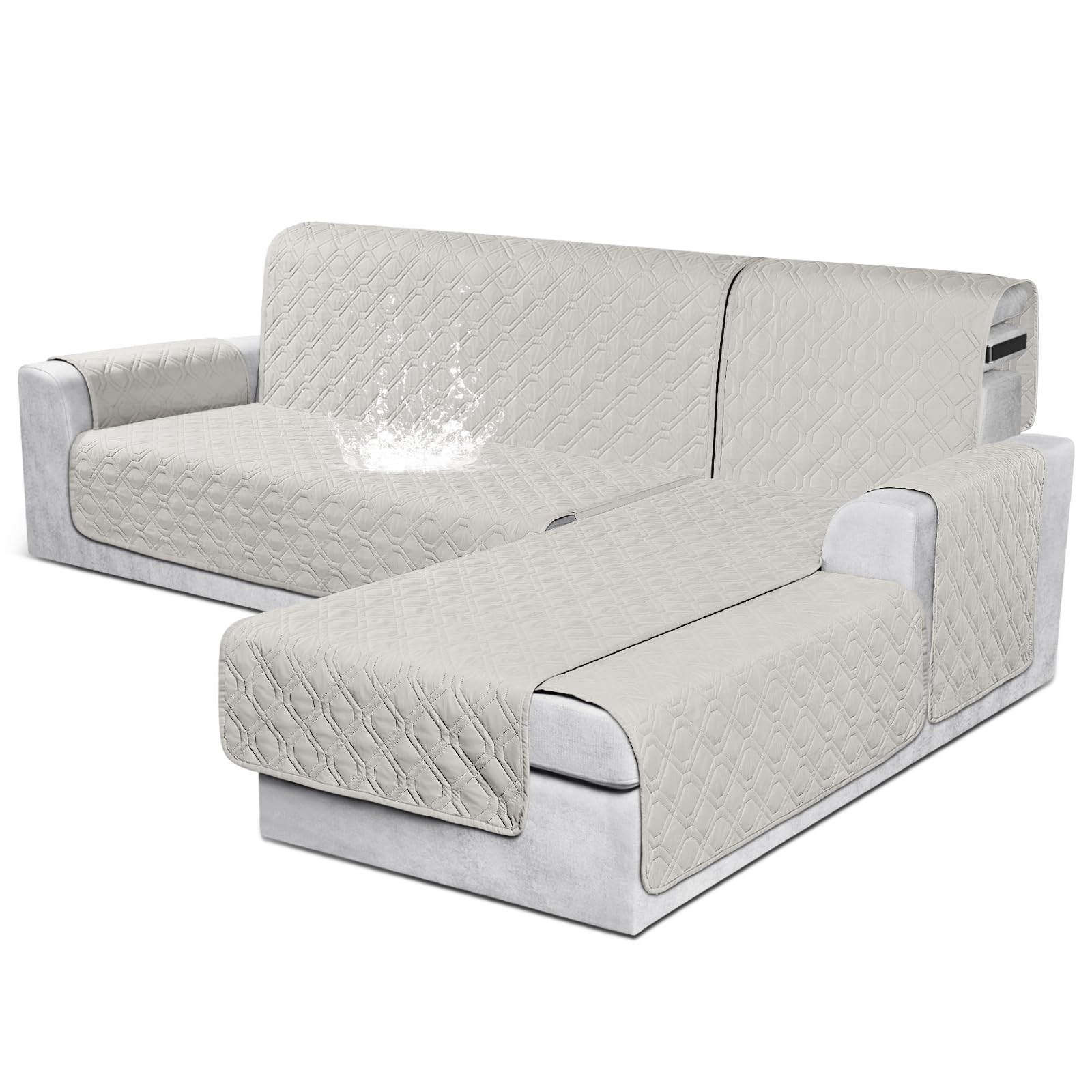 VANSOFY Sectional Couch Covers 100% Waterproof L Shaped Sofa Slipcover ...