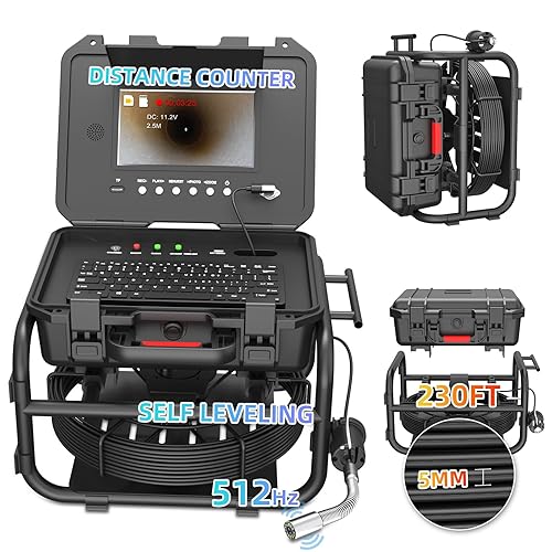 Sanyipace Sewer Camera Self-Leveling 230FT/70M, Drain Camera with 512Hz ...