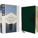 NIV, Compact Center-Column Reference Bible, Leathersoft, Stone, Red ...