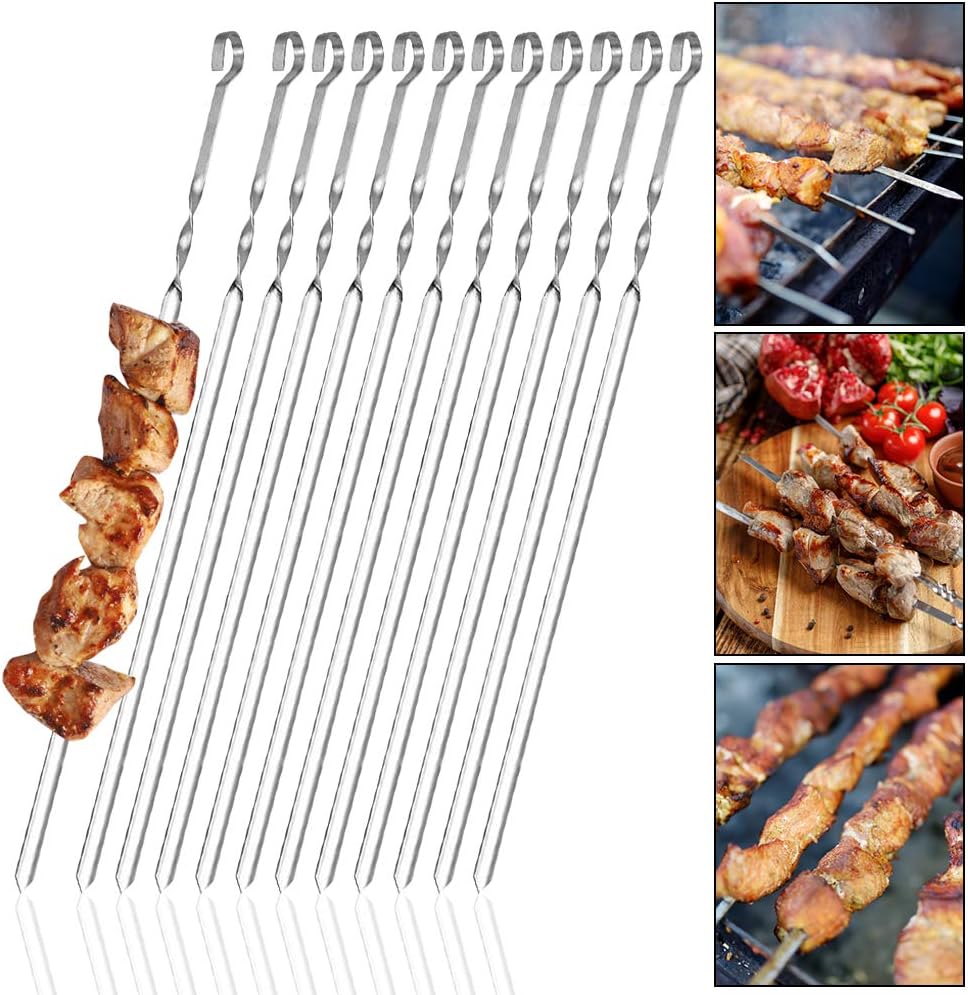 20PCS Brochettes de Barbecue, BBQ Brochettes, Brochettes en Acier ...