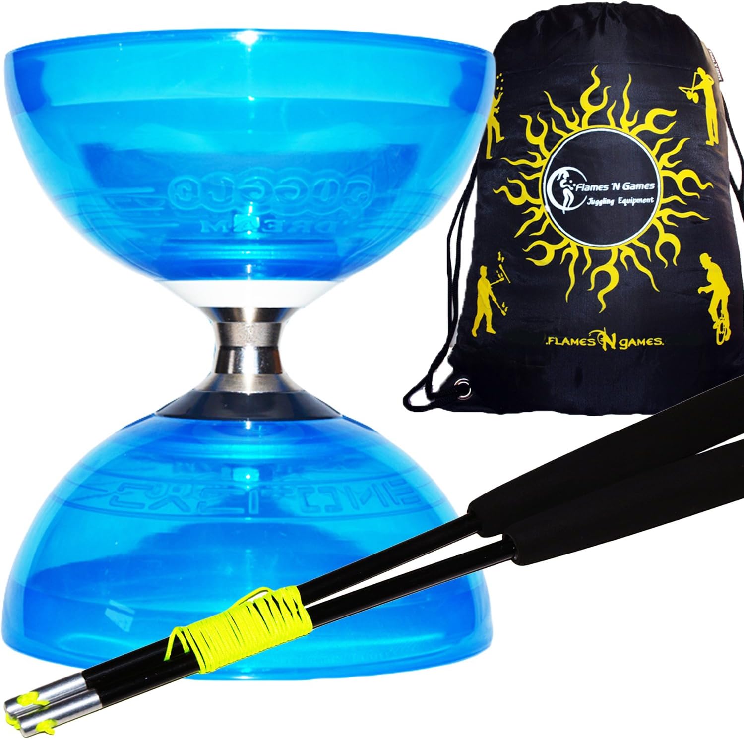 Juggle Dream Cyclone QUARTZ Pro Diabolo Set (BLUE) Triple Ball Bearing ...