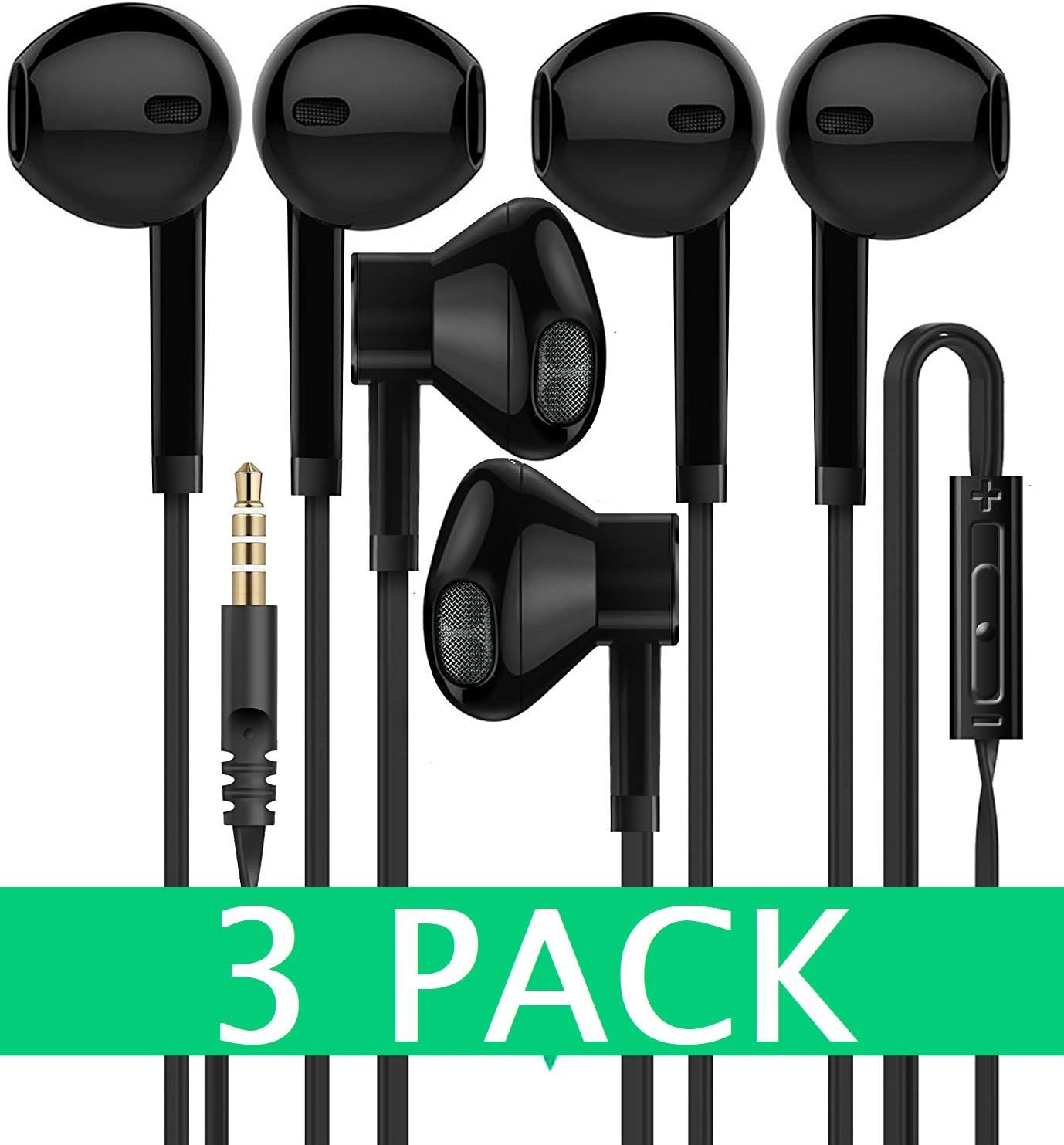 Amazon.com: Headphones [3-Pack] Certified in-Ear Earbuds Earphones with ...
