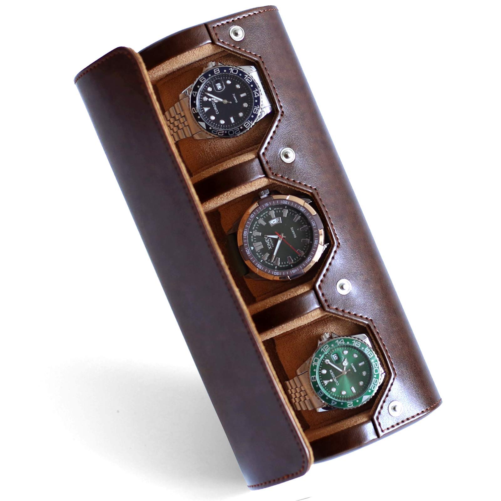 Buy Besforu watch box organizer for mens watch case travel roll ...