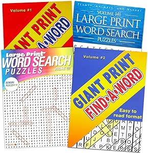 Amazon.com: Word Find Puzzle Books for Adults Seniors - Set of 4 Jumbo ...