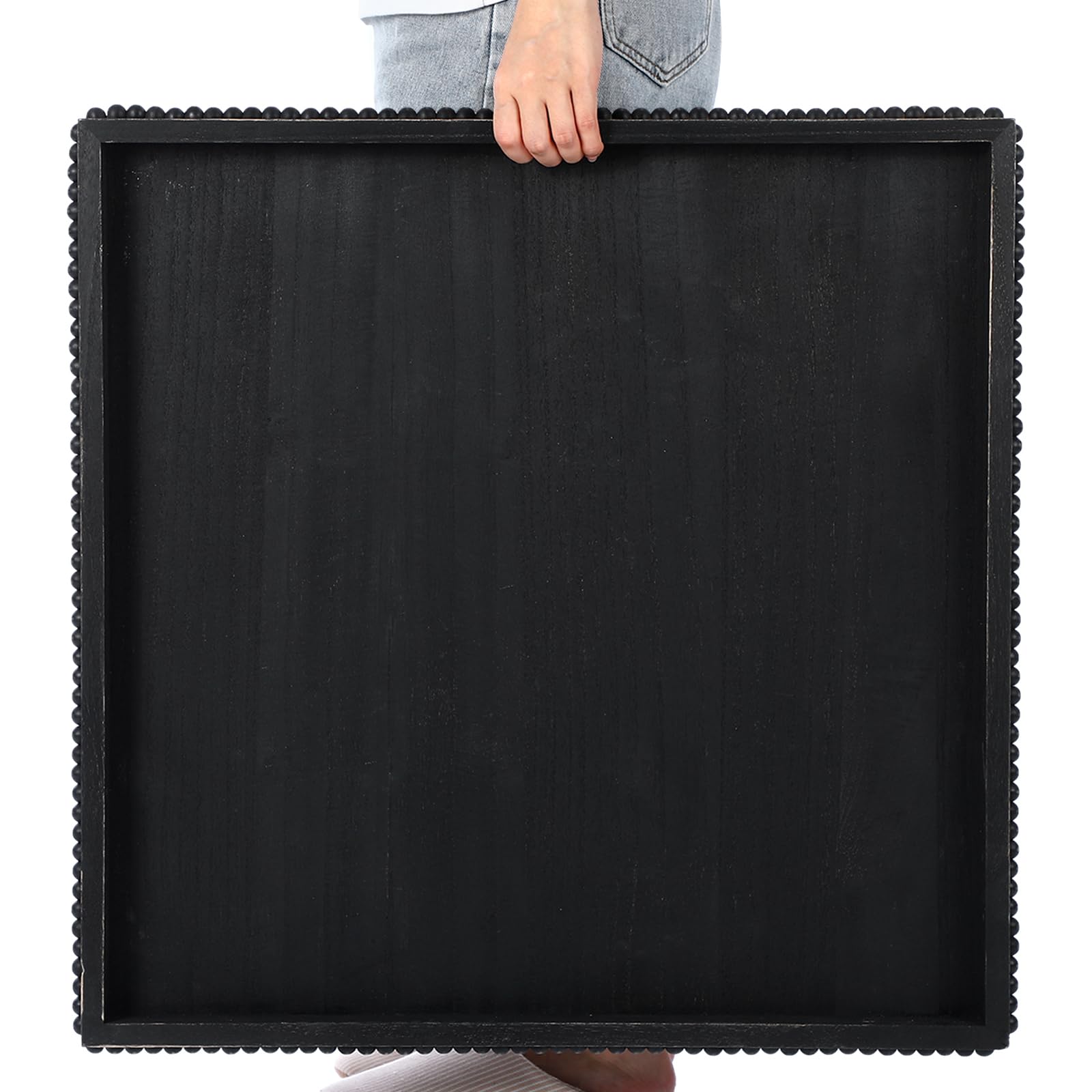 Nuogo 24 x 24 Inch Extra Large Square Ottoman Table Tray with Wooden ...