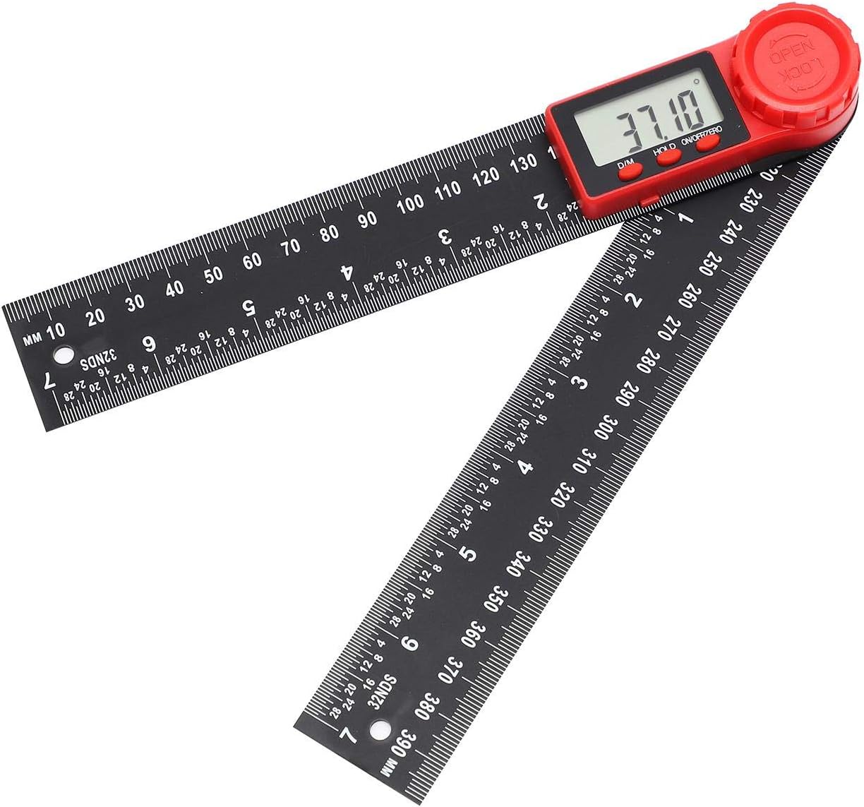 TOPWAY Digital Angle Finder & Carbon Fibre Ruler + Protractor 200mm 0 ...