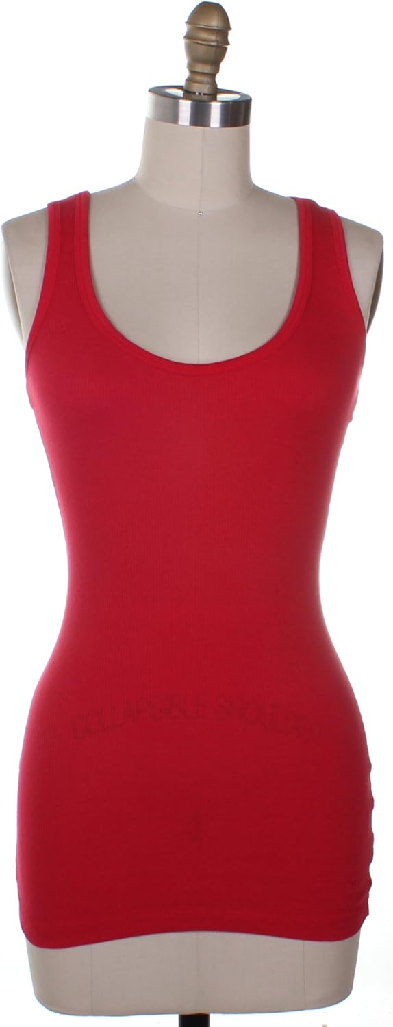 Active Basic Women's Ribbed Tank Tops, Medium, Red at Amazon Women’s ...