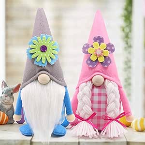 Amazon.com: Spring Gnome Easter Swedish Tomte Gnome Set of 2 Springtime ...