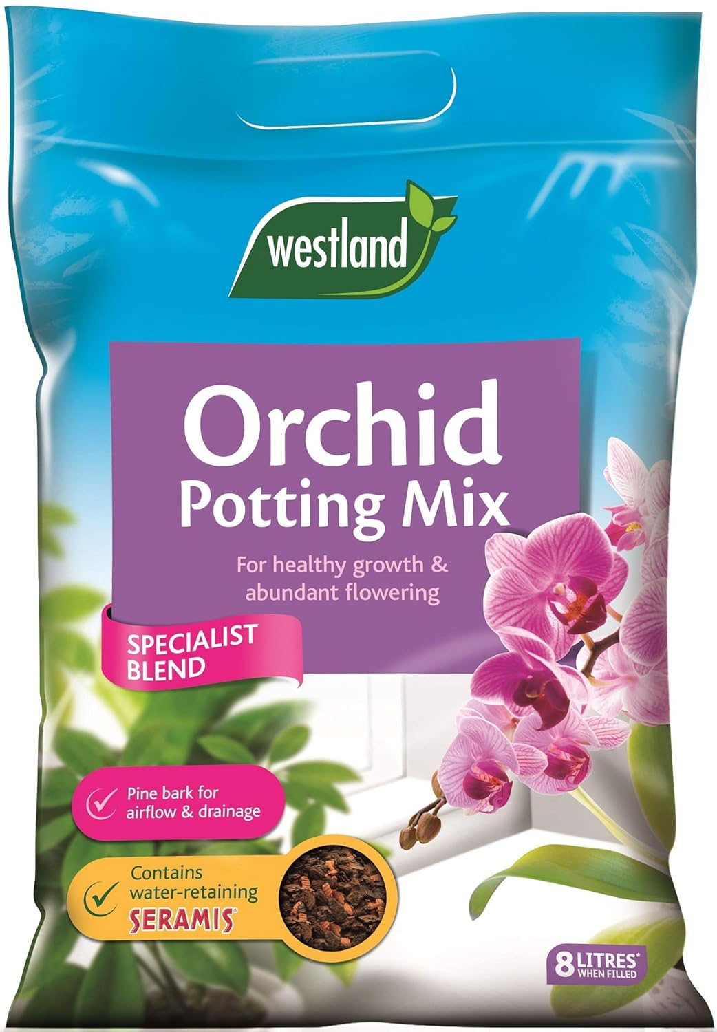 Westland Orchid Potting Compost Mix and Enriched with Seramis, 8 L ...