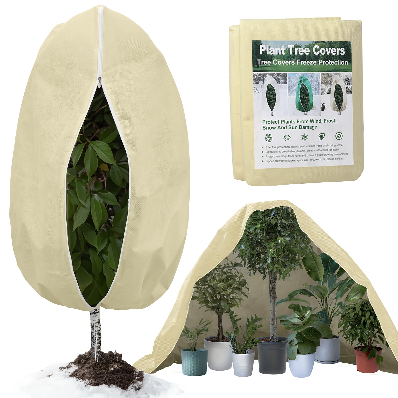 LiuReull Winter Large Plant Covers Freeze Protection 78.7" W x 98.4" H ...