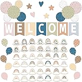 Amazon.com : Boho Rainbow Welcome Bulletin Board Decoration Set Welcome ...