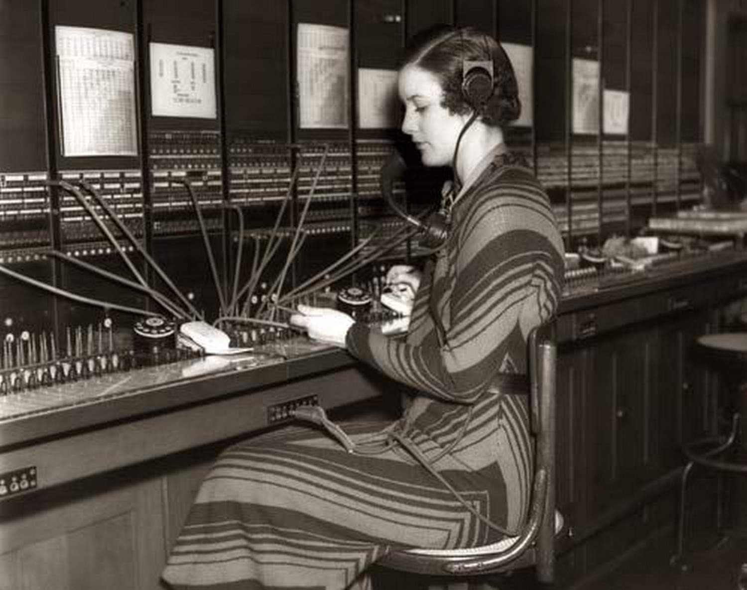 Amazon.com: Posterazzi 1930s Woman Telephone Operator Sitting at Large ...