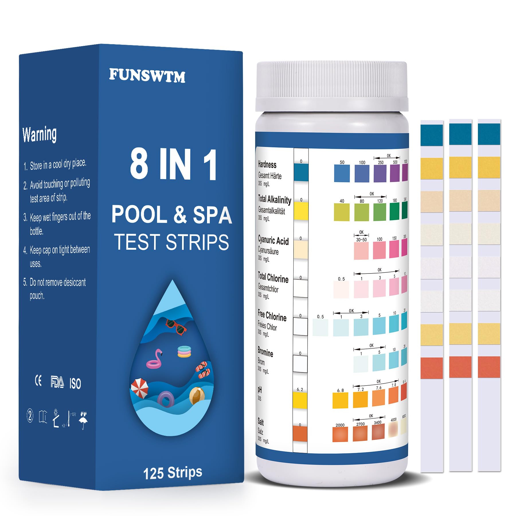 Mua Pool Test Strips, 125ct 8 in 1 Pool and Spa Test Strips for Hot Tub ...