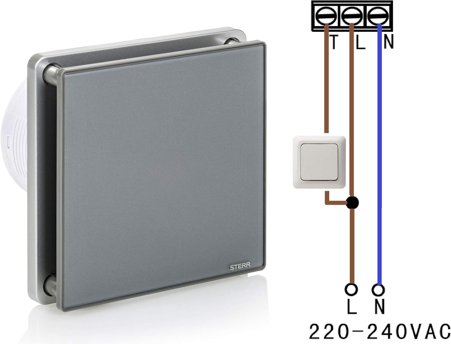 STERR – Grey Bathroom Extractor Fan with Timer 100 mm / 4″ – BFS100T-G ...