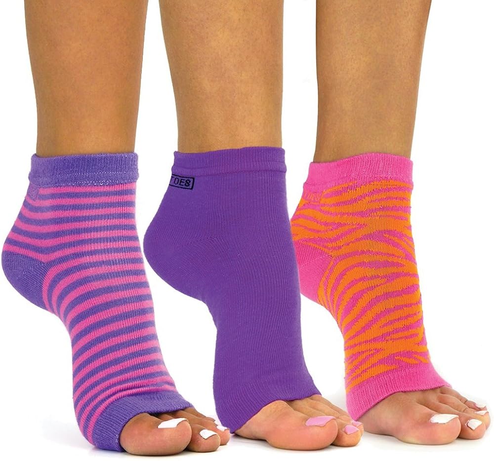 Freetoes Toeless Socks-3 Pairs-Purple, 1-Pink/Purple Stripe, 1-Pink ...