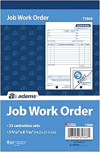 Amazon.com : Adams Job Work Order Book, 3-Part Carbonless, White/Canary ...