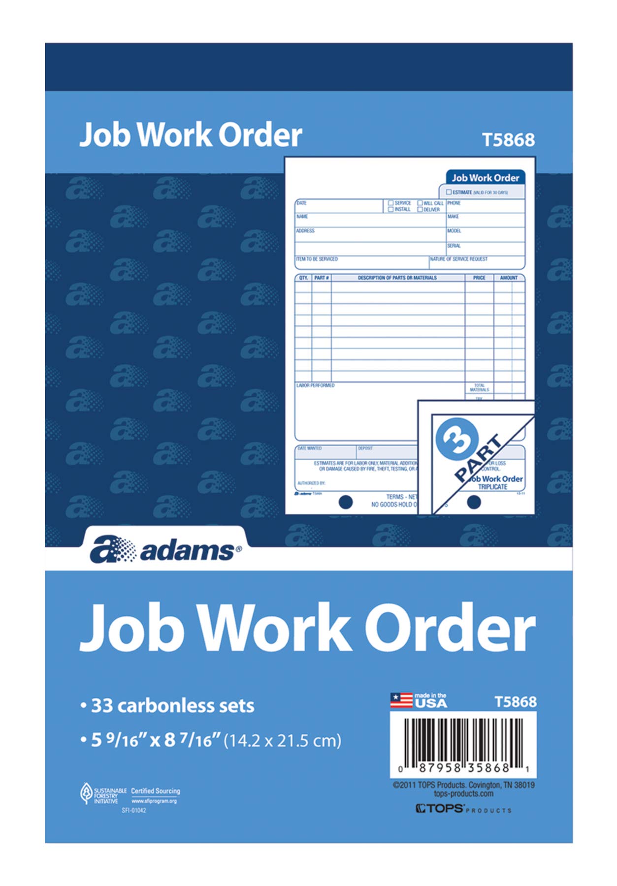 Mua Adams Job Work Order Book, 3-Part Carbonless, White/Canary/White, 5 ...