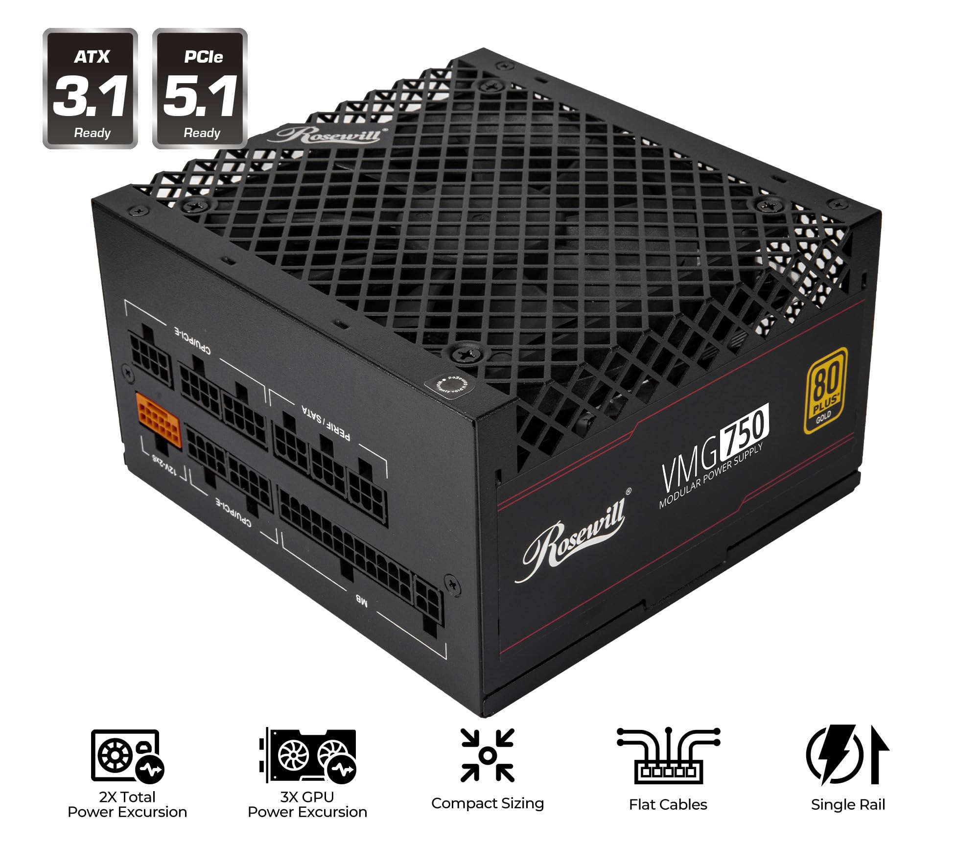 Mua Rosewill VMG 750W 80+ Gold, ATX 3.0 & 3.1 Compatible, Full Modular ...
