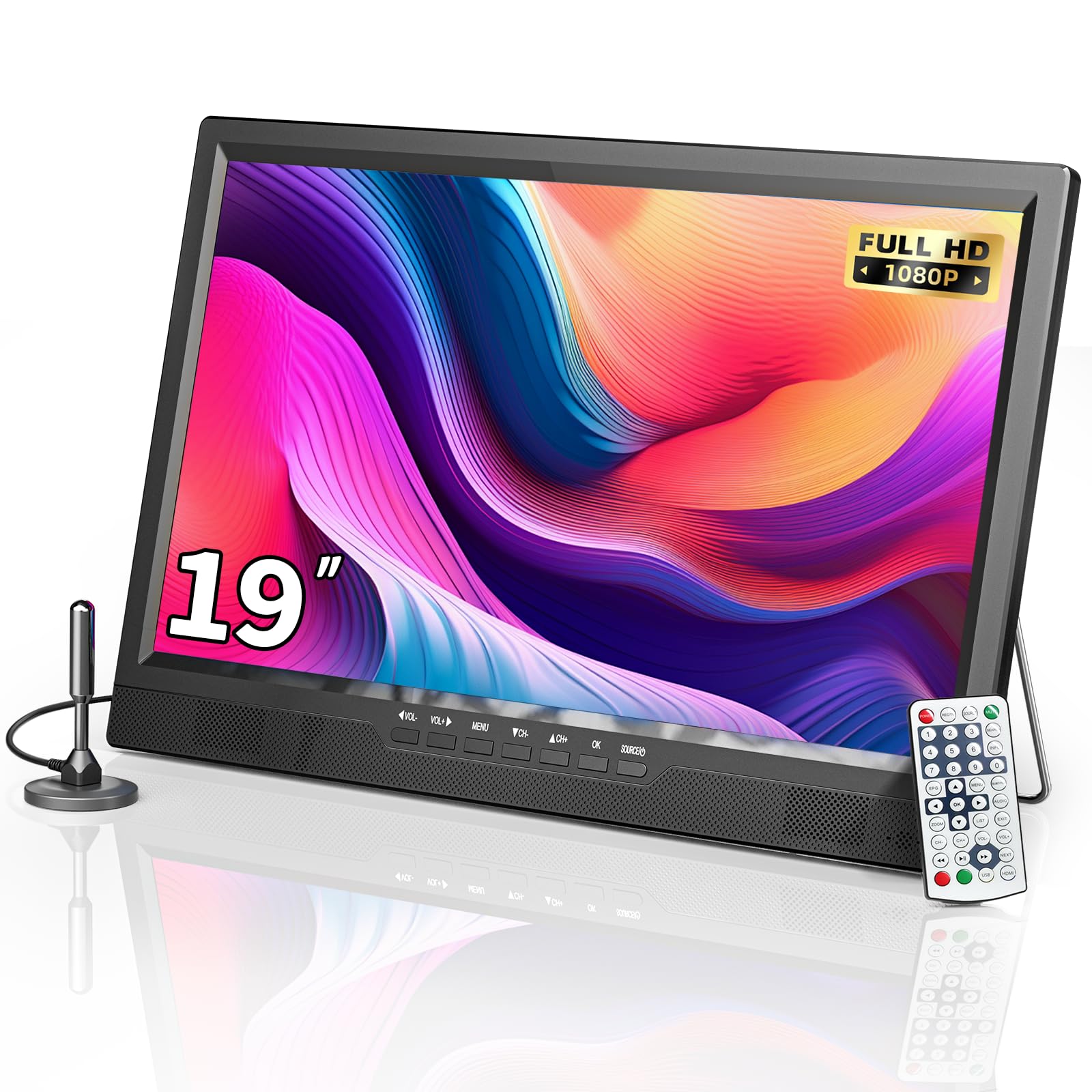 Desobry 19" Portable TV with Antenna, Small TV with HD 1080P HDMI Input ...