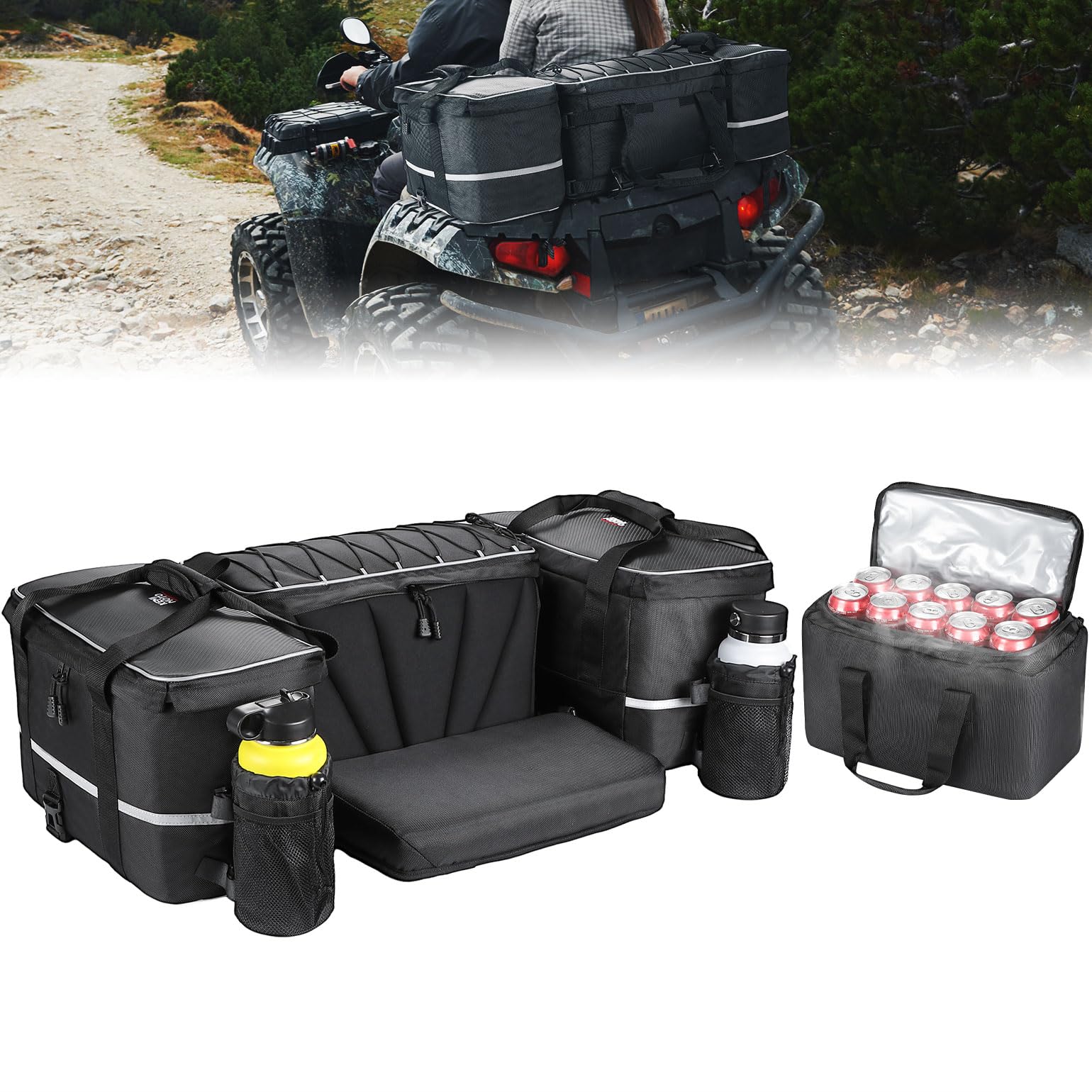 KEMIMOTO ATV Bag, 74L Large ATV Cargo Bag with Cooler Bag, Waterproof 4 ...