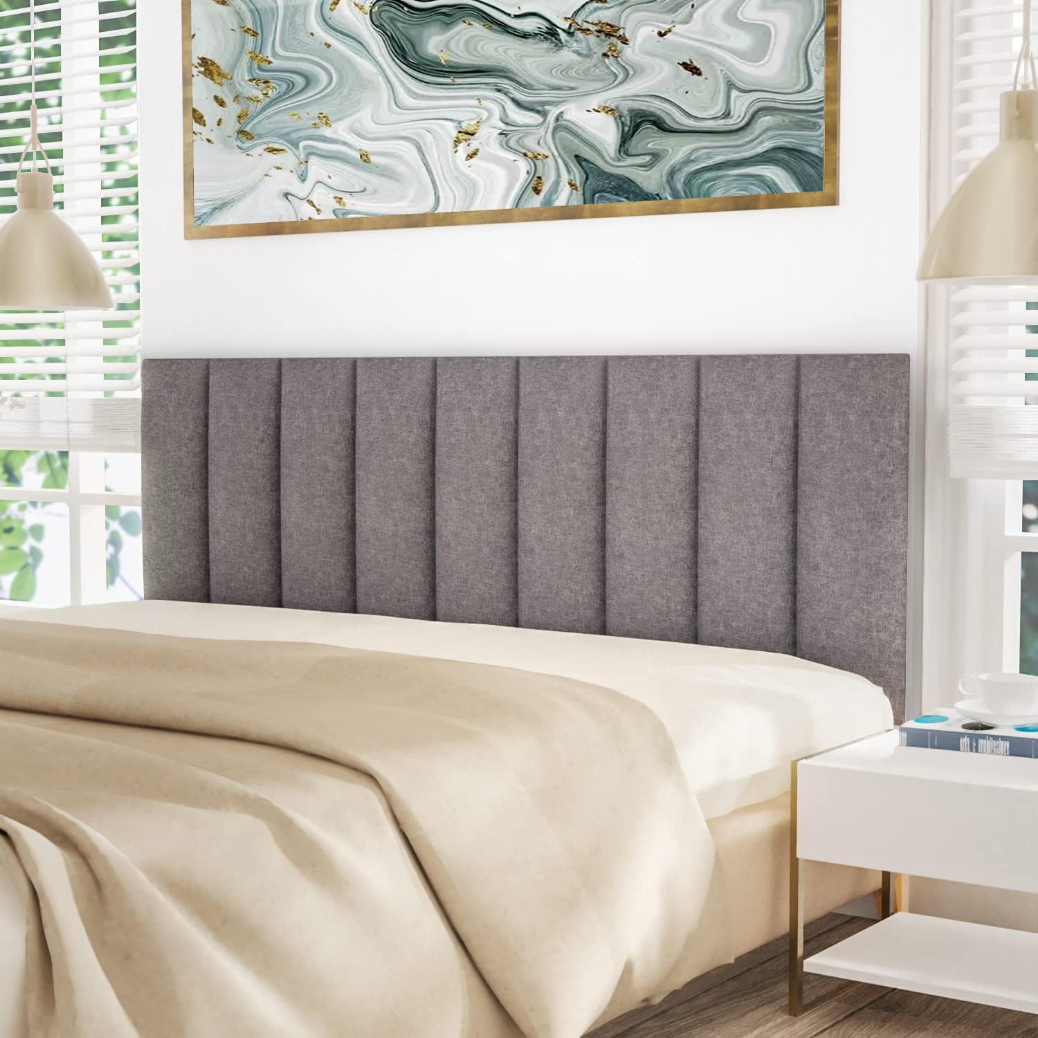 Tbfit Upholstered Tufted Floating Headboard for Queen Size Dorm Bed ...