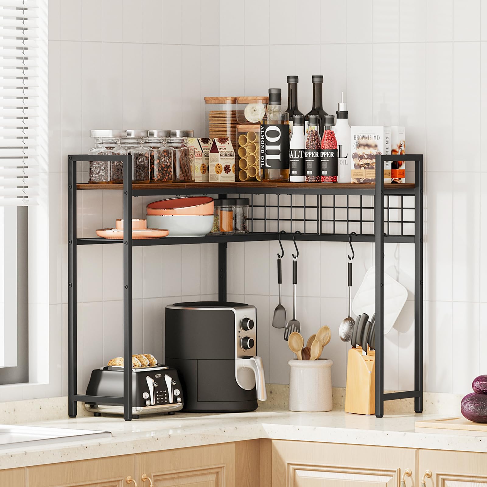 Snughome 3 Tier Large Spice Rack, Corner Countertop Shelf Organizer for ...