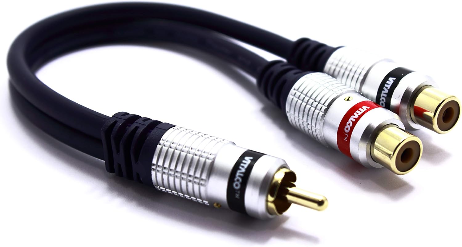 RCA Male To 2 RCA Female Y Splitter Adapter RCA to 2RCA Stereo Audio ...