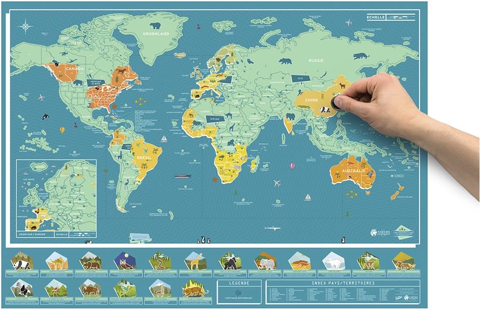 Scratch Map for Kids – Wildlife Education Scratch Off Map – Facts About ...