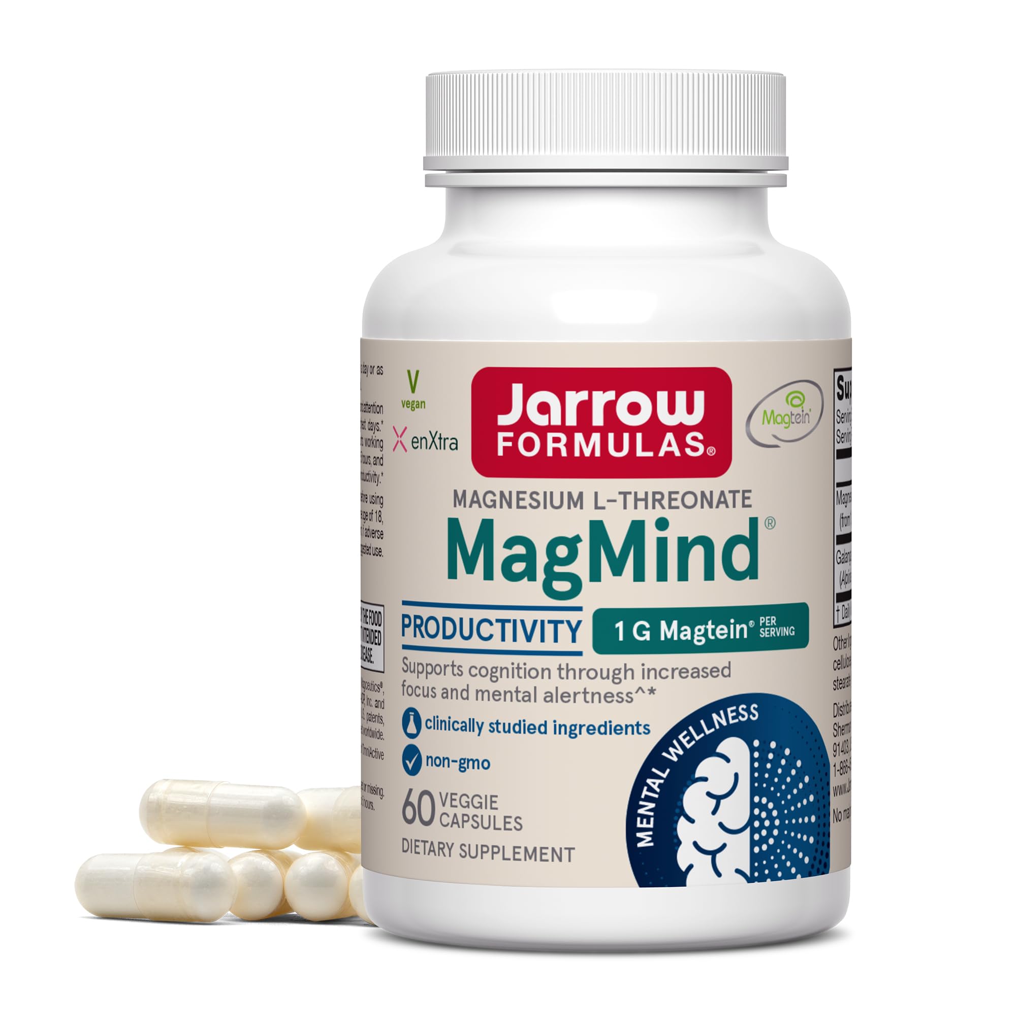 Jarrow Formulas Magnesium L-Threonate, MagMind Productivity, High ...