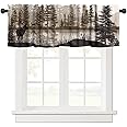 Amazon.com: JanJCurt Retro Deer Valance, Foggy Forest Mountain Rustic ...