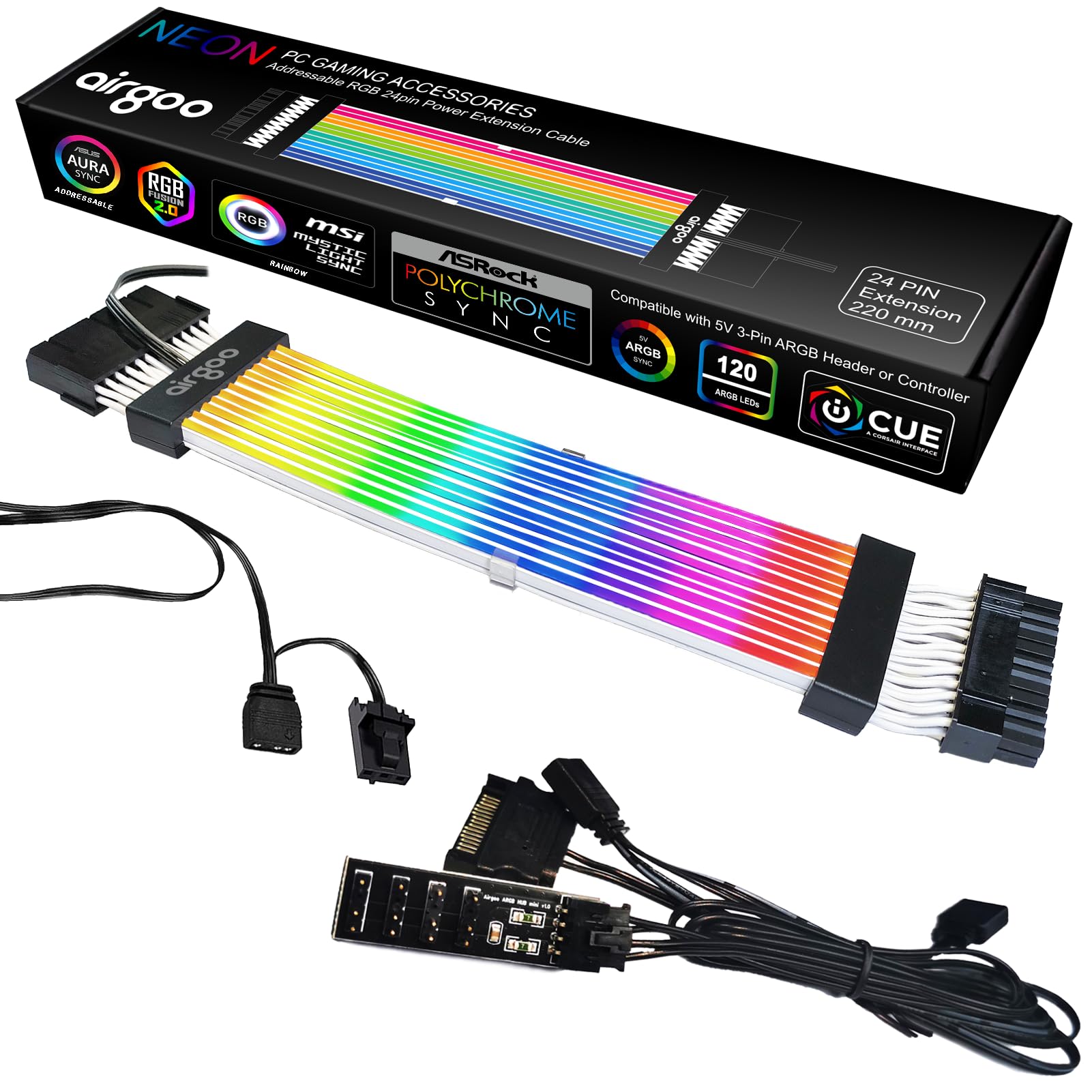 Airgoo Addressable RGB Power Extension Cable, 8.07 x 1.97 x 0.32 inches ...