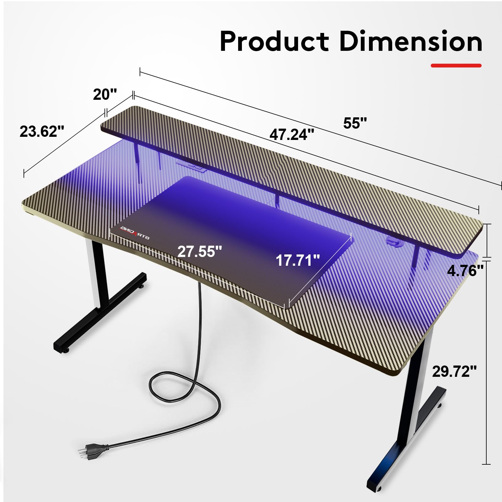 Mua GTRACING 55 Inch Gaming Desk with LED Lights, Computer Gamer Desk ...