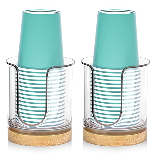 Bathroom Cup Dispenser for Countertops,2 Pack of Bathroom Cup Holders ...