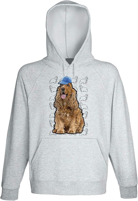 teesquare1st Men's Cocker Spaniel Dog Grey Hoodie: Amazon.co.uk: Clothing
