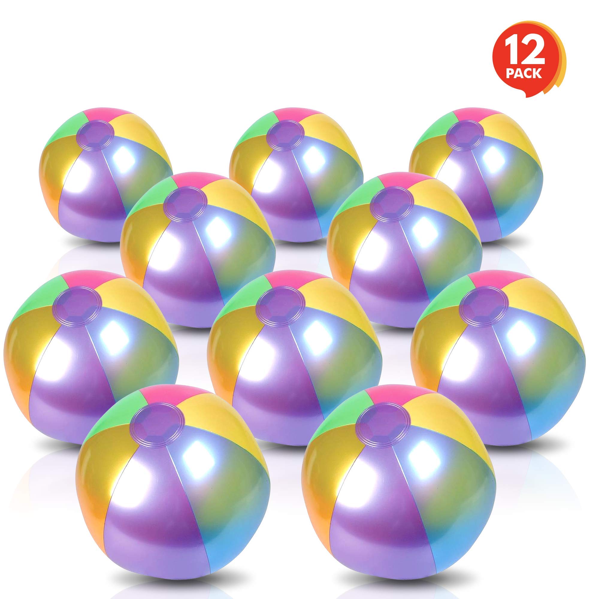 Buy ArtCreativity Metallic Color Beach Balls - Pack of 12 - Summer Toys ...