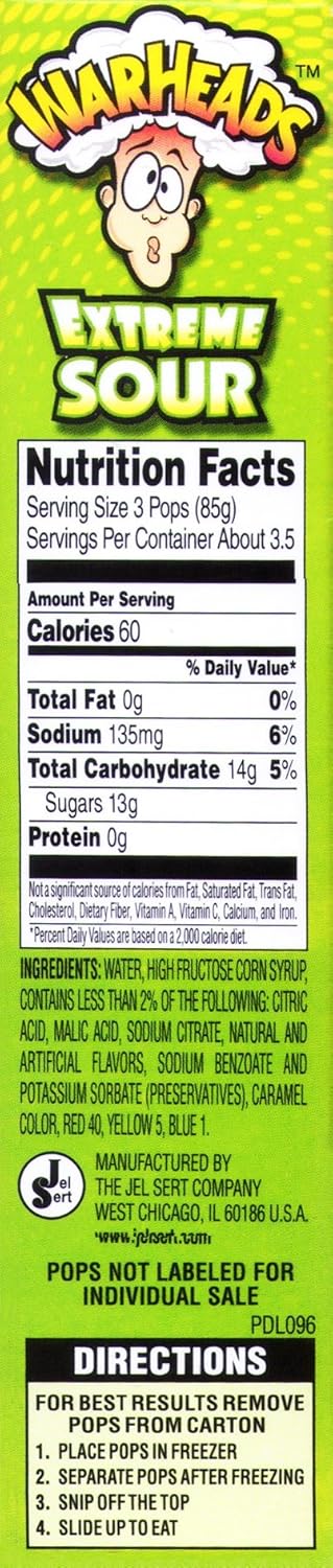 Warhead Popsicles Nutrition Facts | Besto Blog