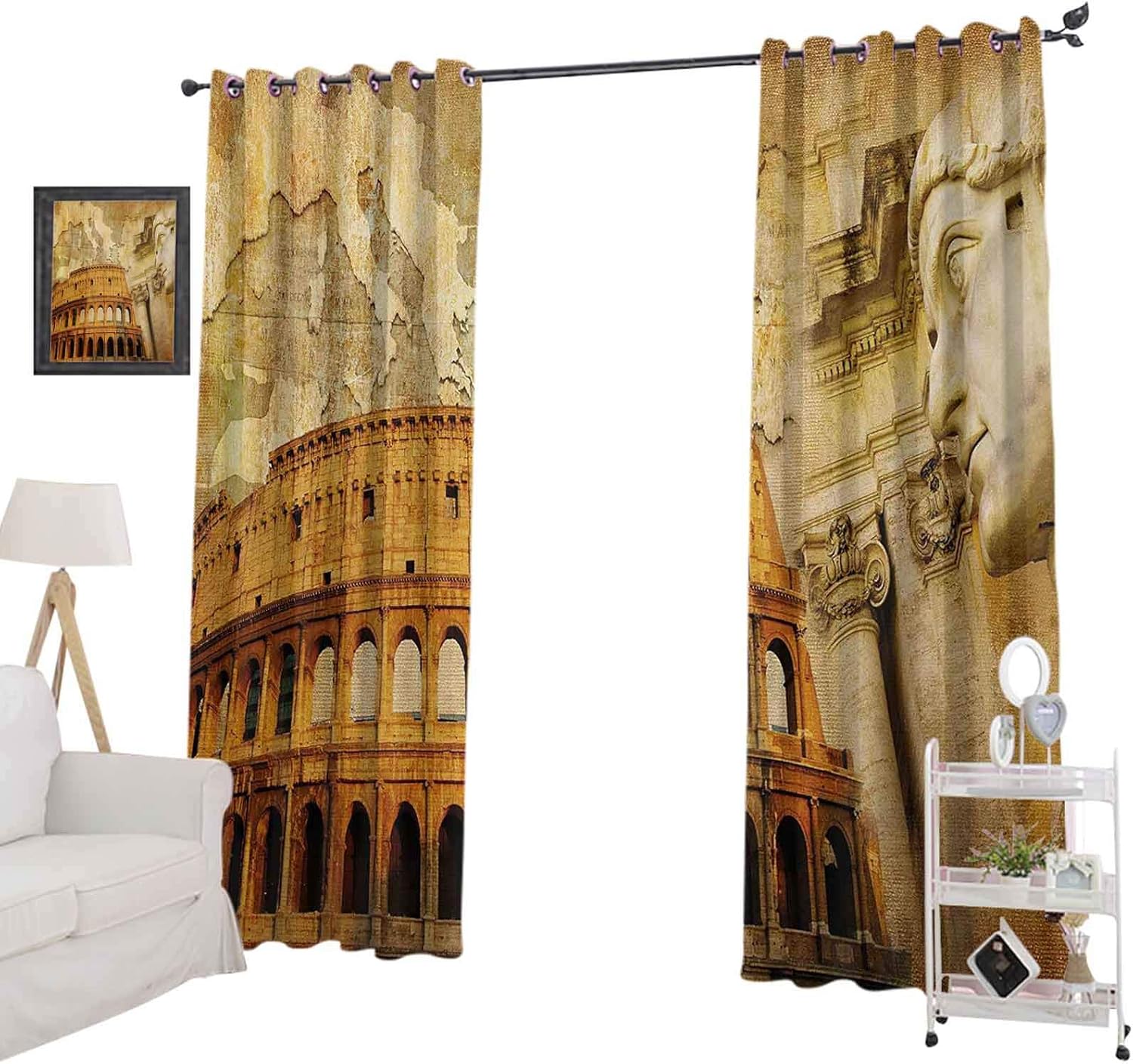 YUAZHOQI Room Darkening Thermal Insulated Curtain Roman Empire Concept ...