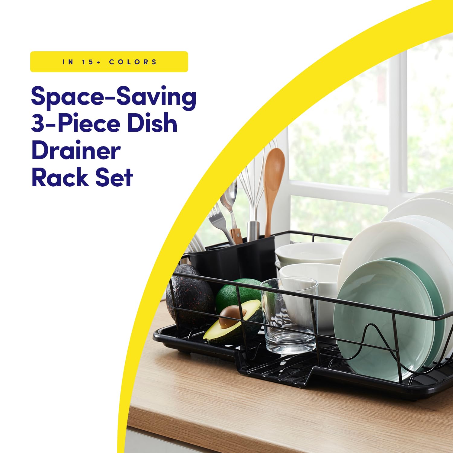 Mua Space-Saving 3-Piece Dish Drainer Rack Set with Cutlery Holder ...