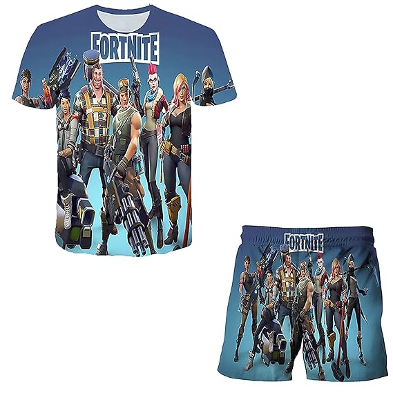 Buy Youth Fortnite Fashion T-Shirt and Shorts Sets 2 Piece Outfit ...