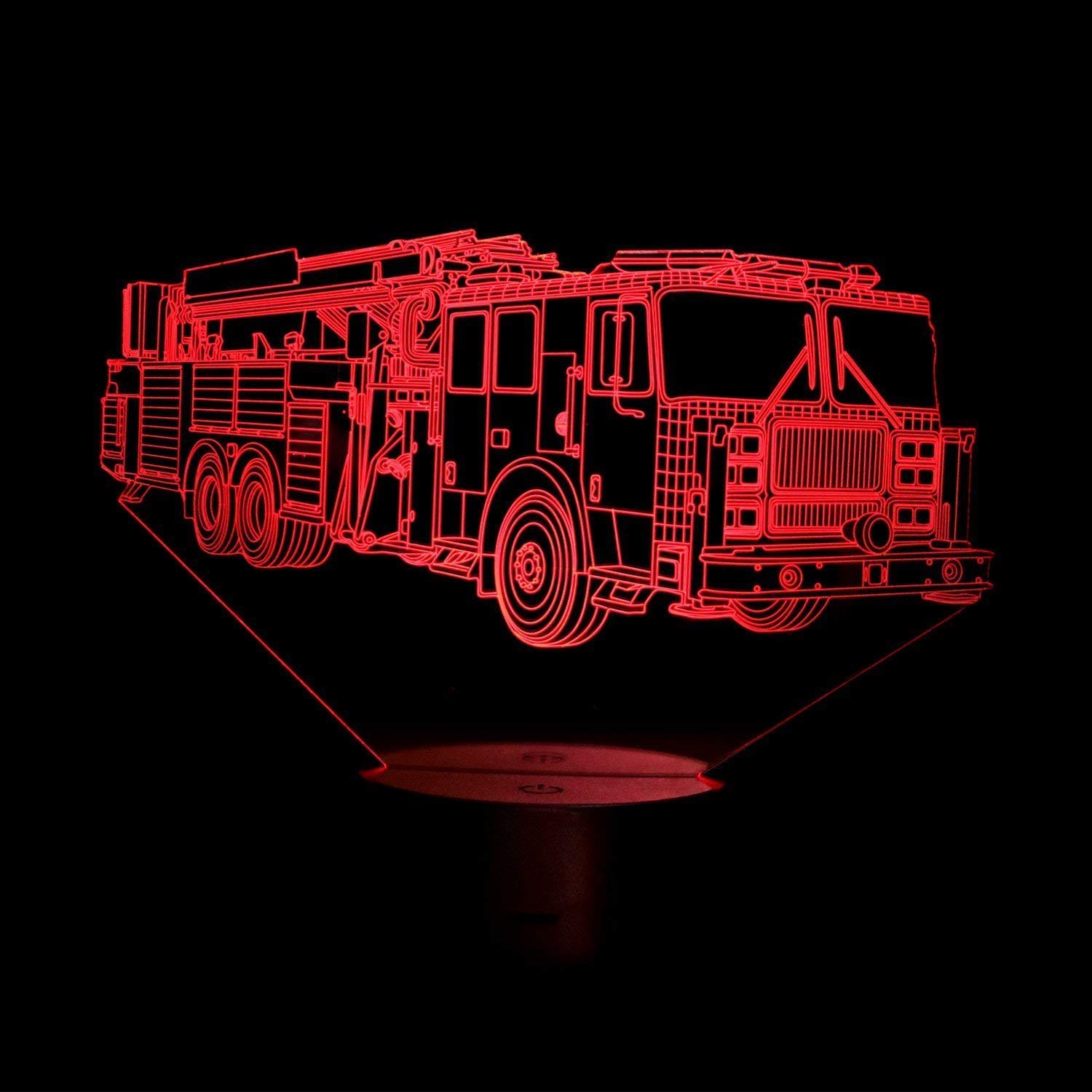 Amazon.com: 3D Fire Engine Night Light Illusion Lamp 7 Color Change LED ...