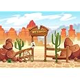 Amazon.com : BELECO 7x5ft Fabric Cartoon Wild West Desert Backdrop ...