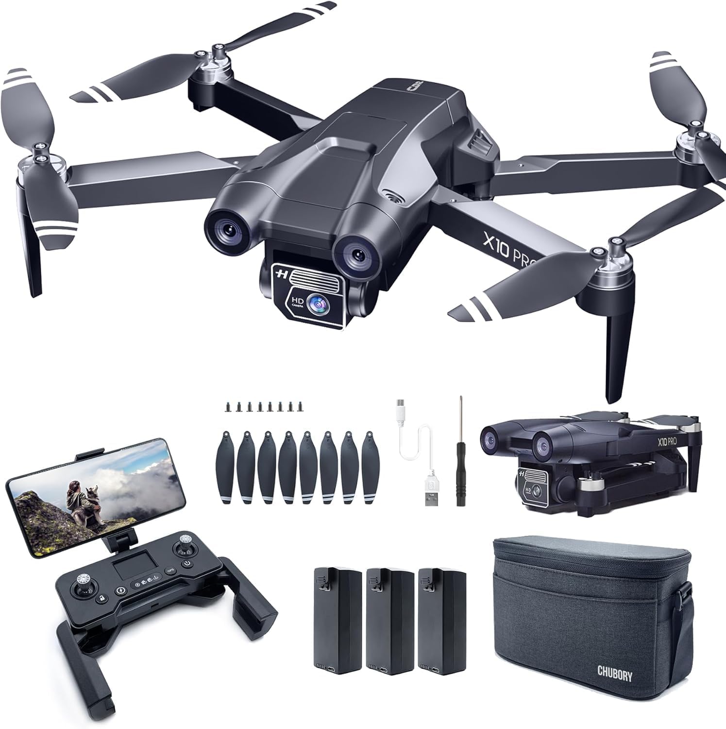 CHUBORY X10 PRO GPS Drone with Camera for Adults 4K UHD, 90 Min Long ...