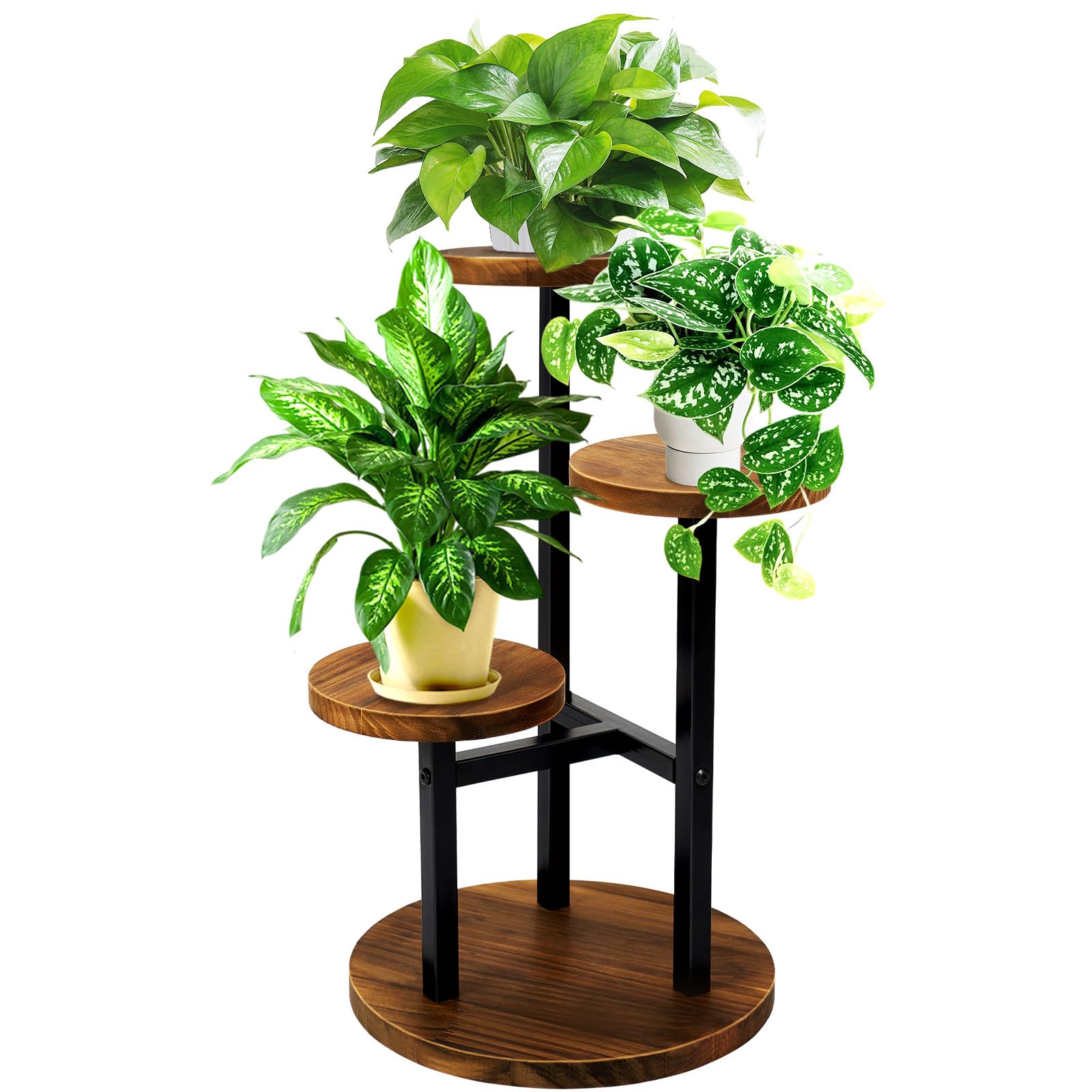 GEEBOBO 3 Tier Plant Stand Indoor, Metal Wood Plant Stands For Indoor ...