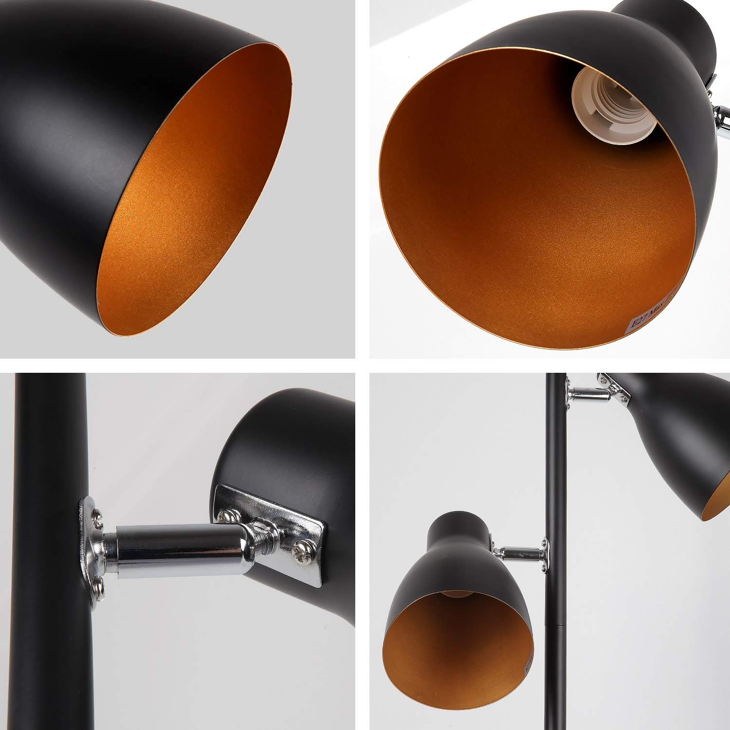 Eusamxon 3 Lights Floor lamp Rotatable for Living Room,Retro Industrial ...