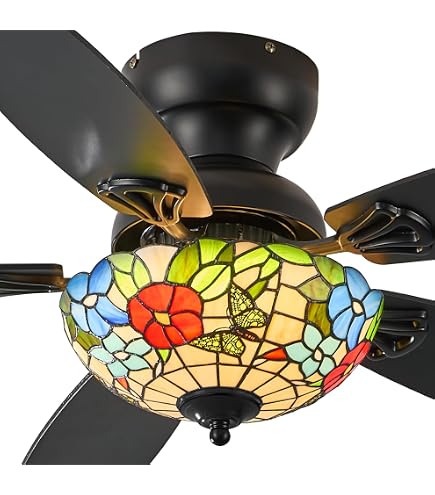 Tiffany Flush Mount Ceiling Fan