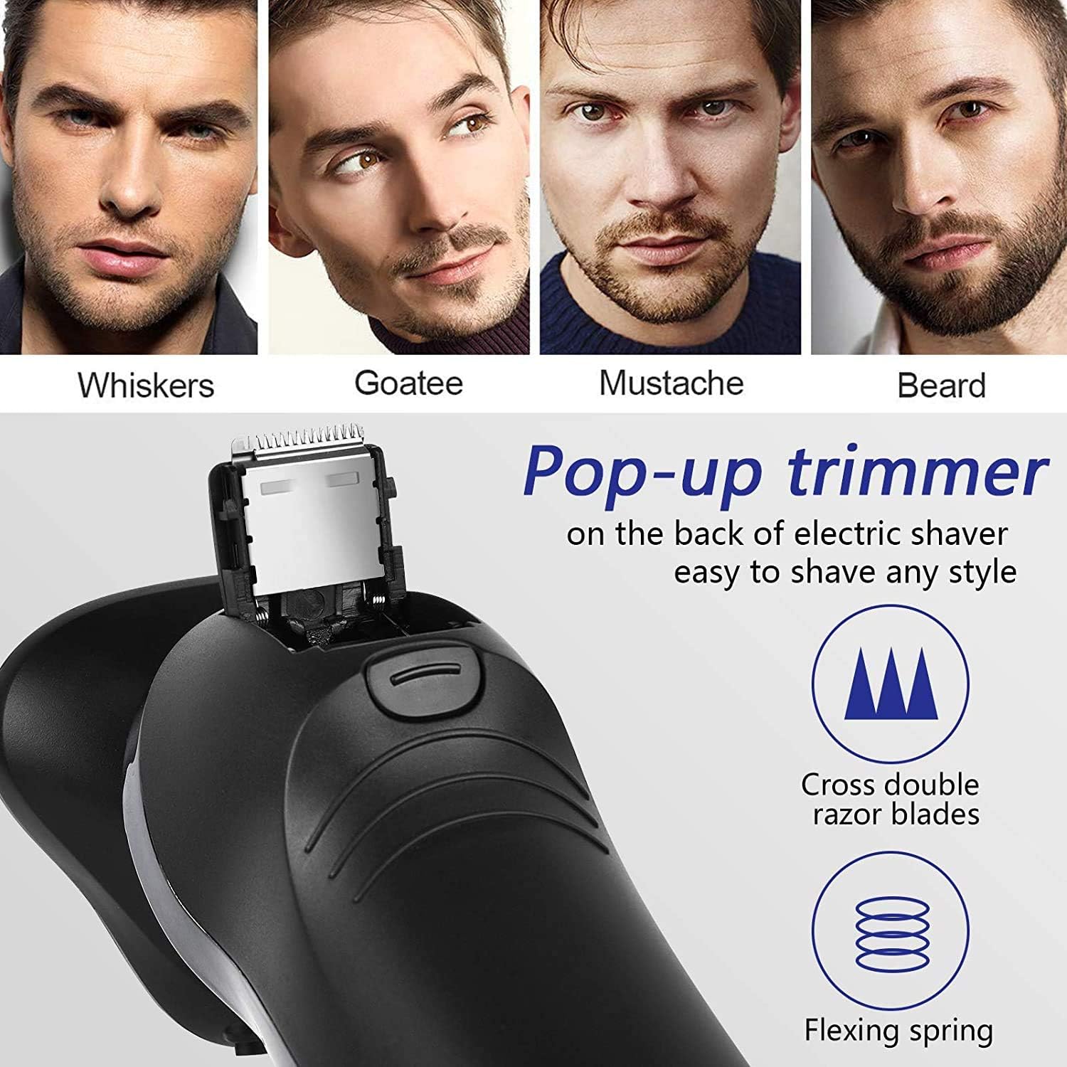Electric Shaver for Men, 3 in 1 Electric Razor with Pop Up Trimmer ...