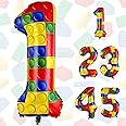 Amazon.com: MiniInflat 40 Inch Large Building Block Number 1 Balloons ...