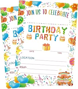 Amazon.com : Birthday Invitations with Envelopes 20PCS Kids Birthday ...