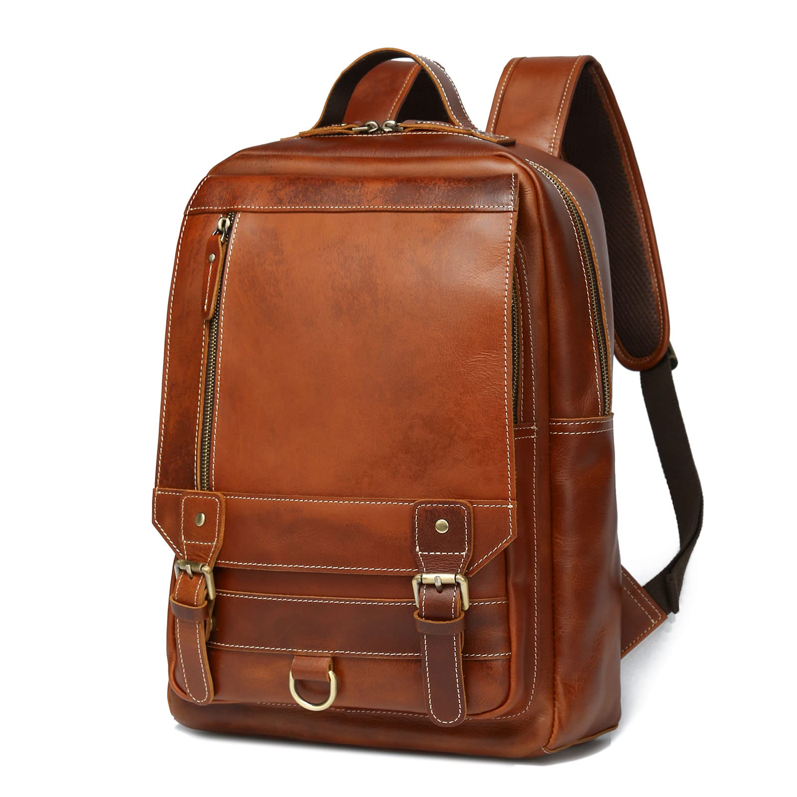 LANNSYNE Vintage Genuine Leather Backpack For Men Fits up to 15" Laptop ...